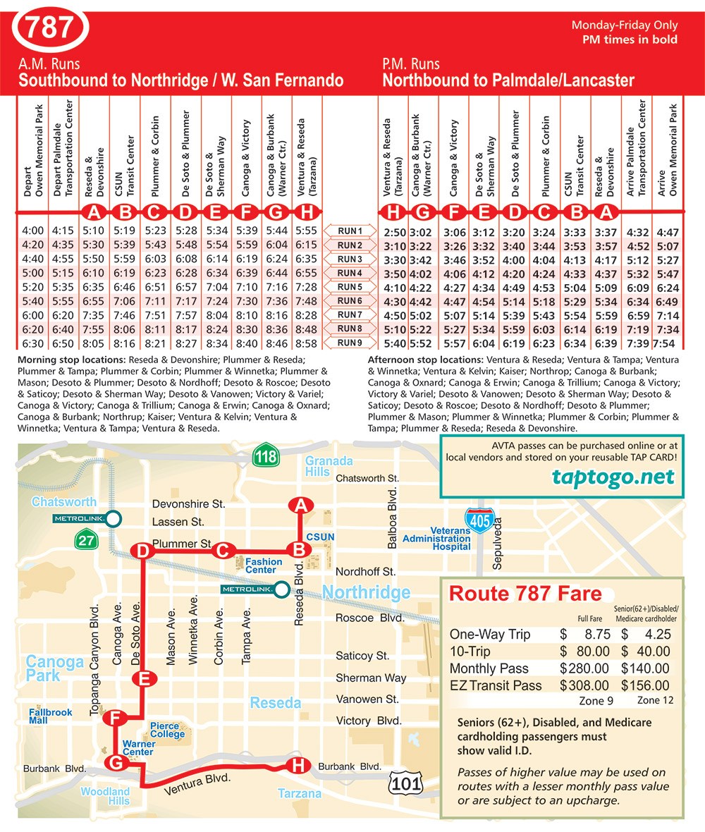 Route 787 - West San Fernando Valley Map and Schedule